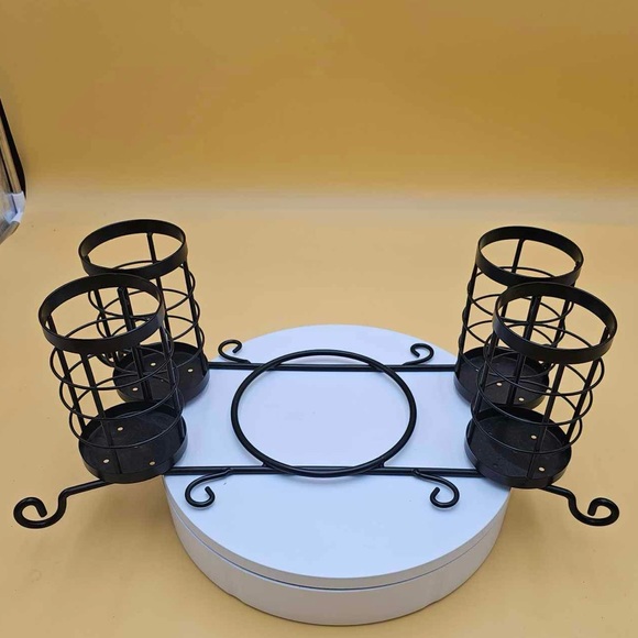 Dining | Black Metal Picnic Caddy Plates Silverware Holder Buffet ...
